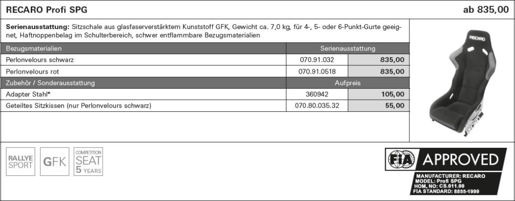 Recaro Profi - Sportsitz24.com
